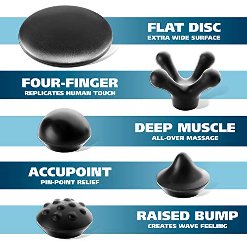Wahl Long Handle Deluxe Deep Tissue Percussion Therapeutic Handheld Massager - Variable Intensity to Relieve Pain with 5 Unique Attachment Heads and Zippered Storage Case - Model 4290-2201
