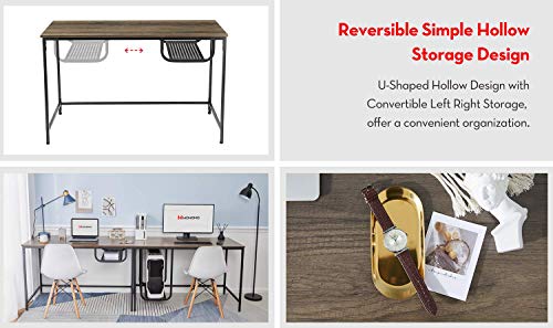 WOHOMO Computer Desk 47 Inch Easy Assembly Desk with Shelves Study Writing Table Simple Modern Home Office Desk, Walnut