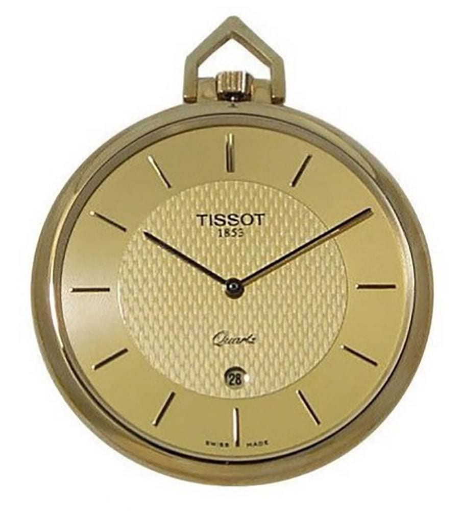 Tissot T-Pocket 14K Yellow Gold Date Gold-Tone Dial Quartz Pocket Watch Watch T82250521