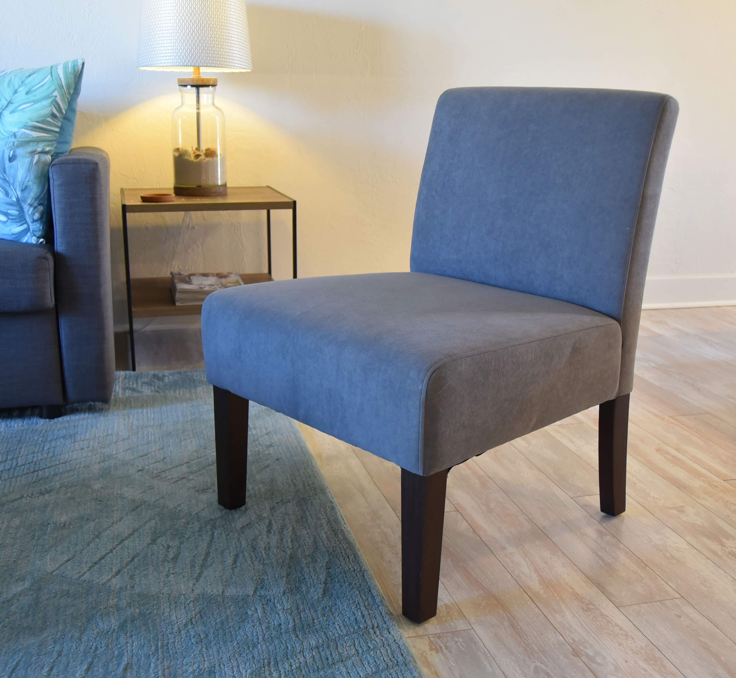 Zenvida Modern Armless Accent Slipper Chair, Solid Hardwood, 23.75" W