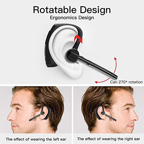 Wireless Bluetooth Headset Earpiece Business Earphones Cell Phones HD Stereo Sweatproof Headsets for Hands Free Workout 10 Hour Battery Noise Cancelling Earbuds