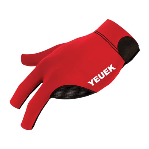 YEUEK Second Skin Billiard Gloves 3 Finger Pool Glove for Left Hand,Snooker Cue Sport Glove Black Yellow Red Blue M/L