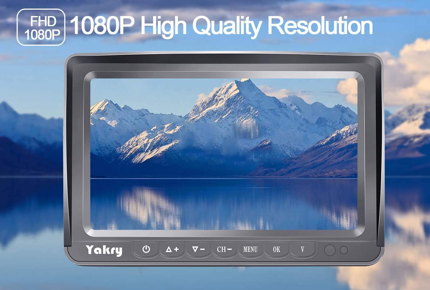 Yakry Y29 HD 1080P Digital Wireless 4 Backup Camera for RVs,Trailers,Trucks,Motorhomes,5th Wheels 7''Monitor Backup Camera System with Highway Monitoring System IP69K Waterproof