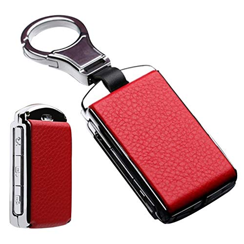 ZHAOZOUL Key Fob Remote Cover for Volvo XC90 S90L 2016 2017 XC60 2018 Car Keychain Accessories (Silver Red)