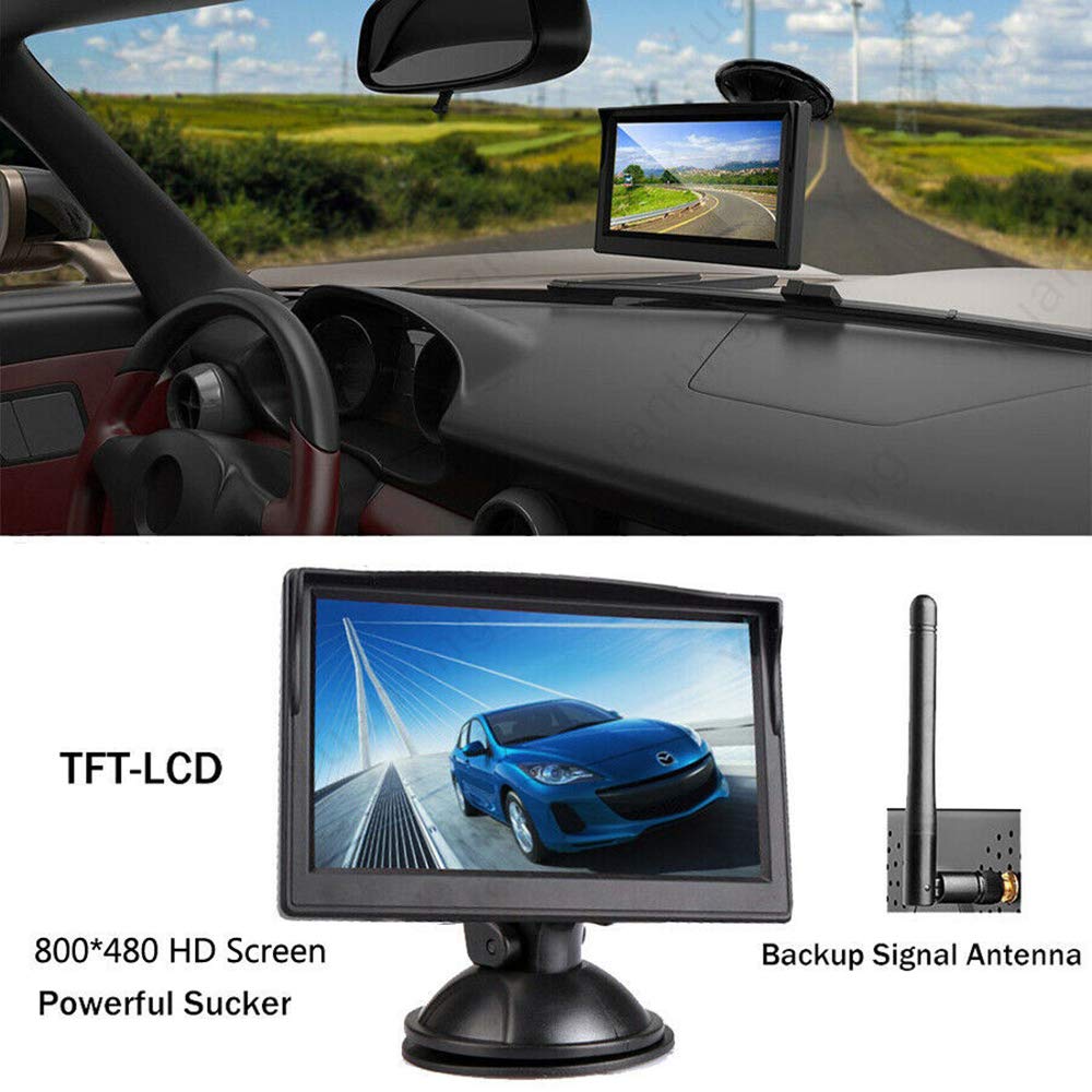 Wireless Reversing Parking Camera,5" TFT-LCD HD WiFi Backup Camera,IP68 Waterproof 360° Rear View Monitor