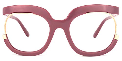 VOOGLAM Oversized Red Square Eyeglasses Glasses for Women with Clear Lens Fredia OX739865-05