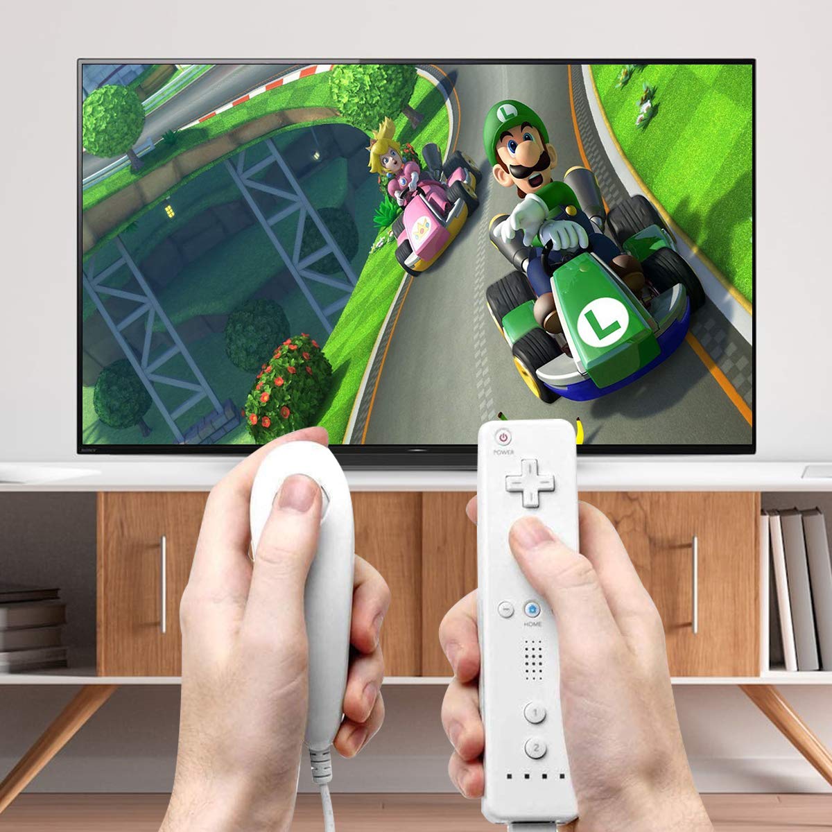 Wii Wireless Remote Motion Controller, Built-in Motion Plus Controller Remoto e Nunchuck con Custodia in Silicone per Wii (White)