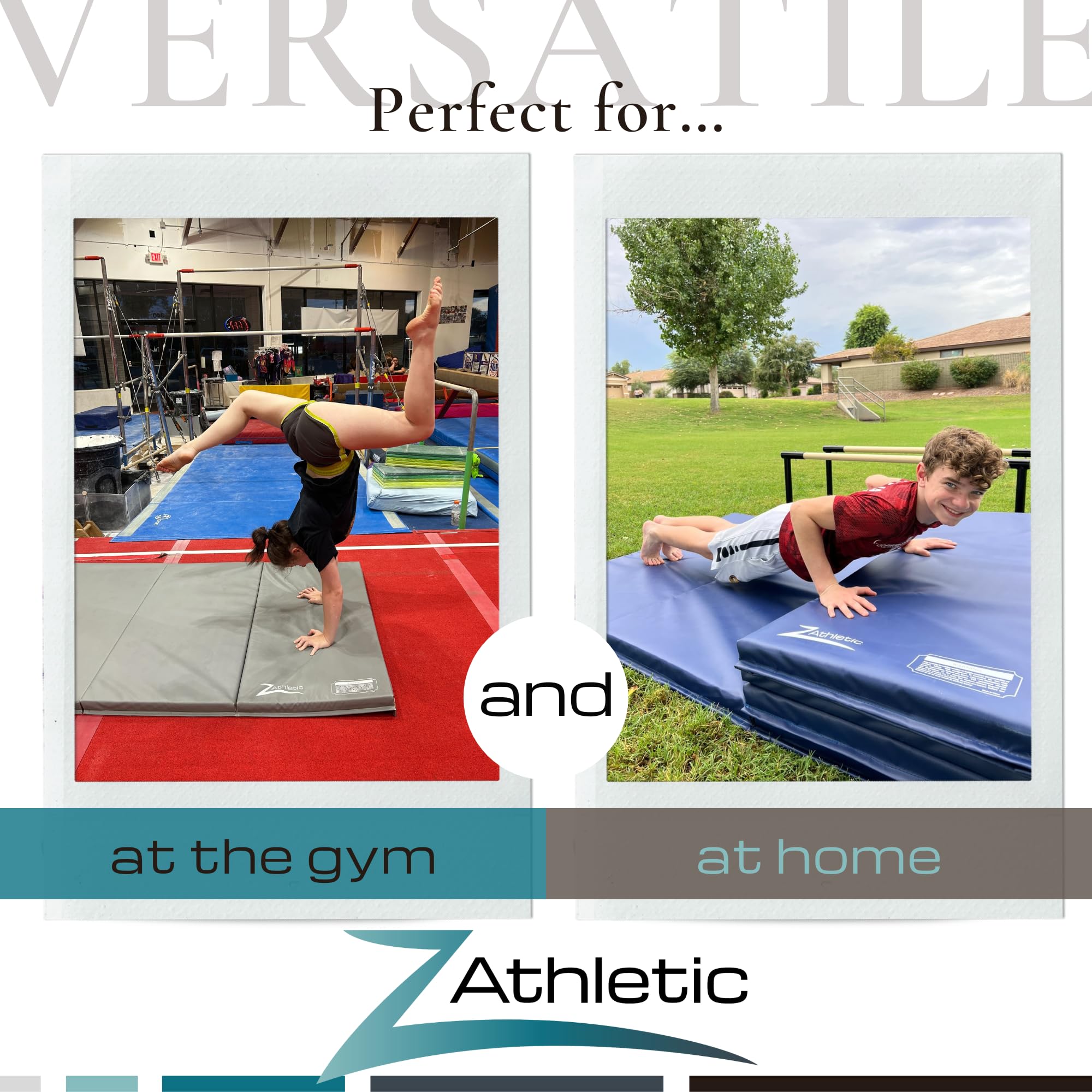 Z Athletic Folding Mat for Gymnastics and Tumbling, Grey, 4 Ft x 12 Ft x 2 In