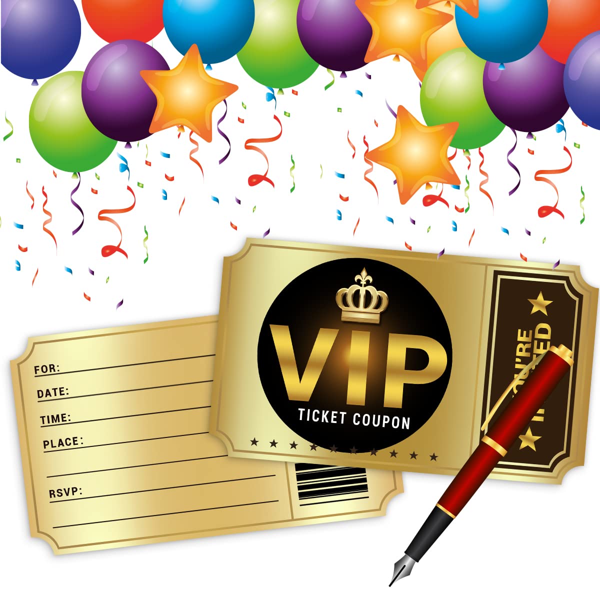 wuguimeii 20 Double-Sided Design Birthday Party Invitations with Envelopes,Movie VIP Party Invitations, Kids Birthday Invites, Theme Birthday Party Decorations