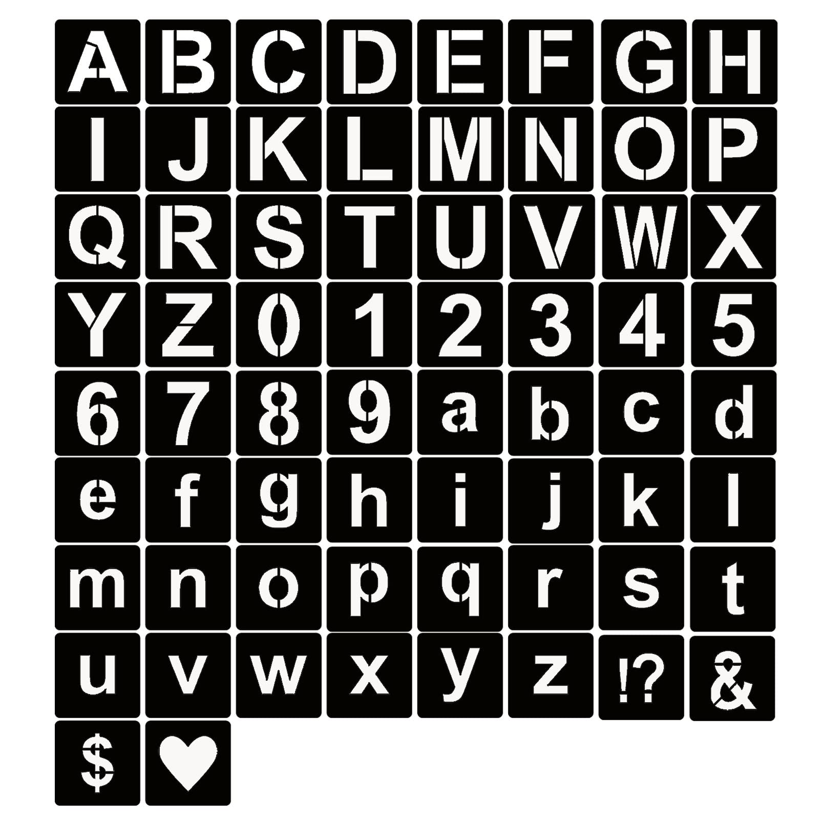 YEAJON 3 Inch Letter Stencils Symbol Numbers Craft Stencils, 66 Pcs Reusable Plastic Alphabet Templates for Painting on Wood, Wall, Fabric, Rock, Glass, Signage