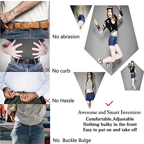 WERFORU No Buckle Elastic Belt for Men Stretch Buckle Free Belt for Jeans Pants 1.38 Inches Wide, Blue, Large(Pants Size 30-48 Inches)