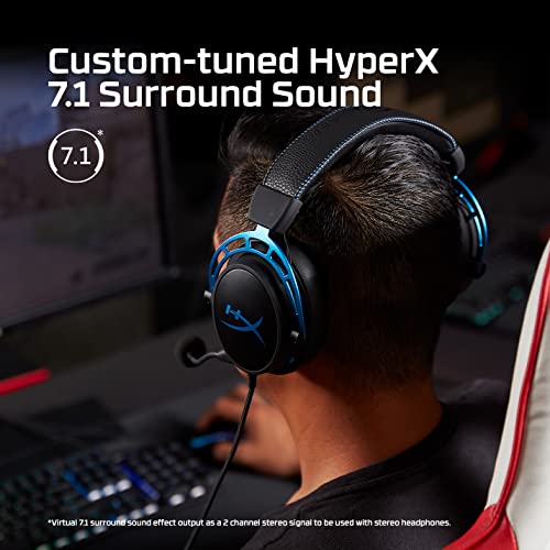 yperX Cloud Alpha S - PC Gaming Headset, 7.1 Surround Sound, Adjustable Bass, Dual Chamber Drivers, Chat Mixer, Breathable Leatherette, Memory Foam, and Noise Cancelling Microphone - Blue (Renewed)