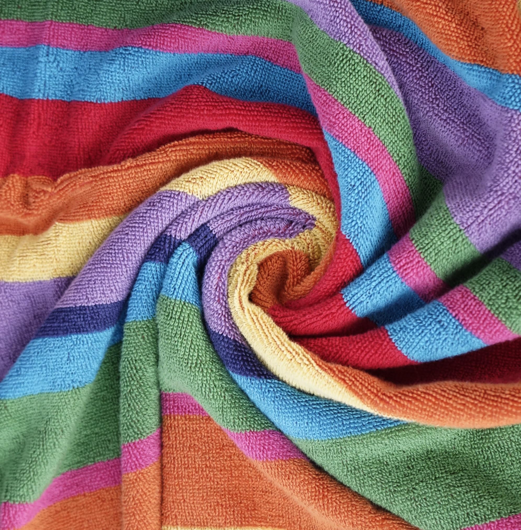 White Classic Cotton Beach Towels Oversized 30 x 60 Inches, Ultra Absorbent and Low Lint Striped Pool Towels for Adults, Unique Rainbow Design Luxury Extra Large Bath Towels, 4 Pack
