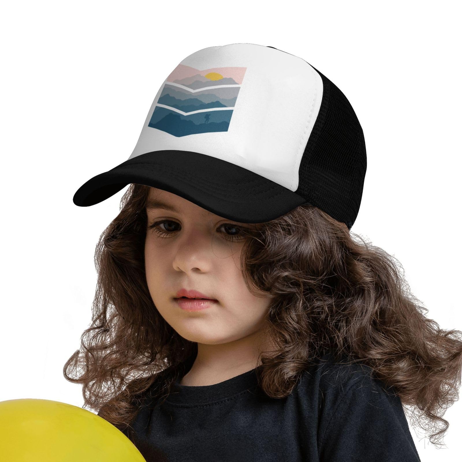 Waldeal Boys' Mountain Hiking Mesh Trucker Hat Kids Toddler Snapback Baseball Cap Black