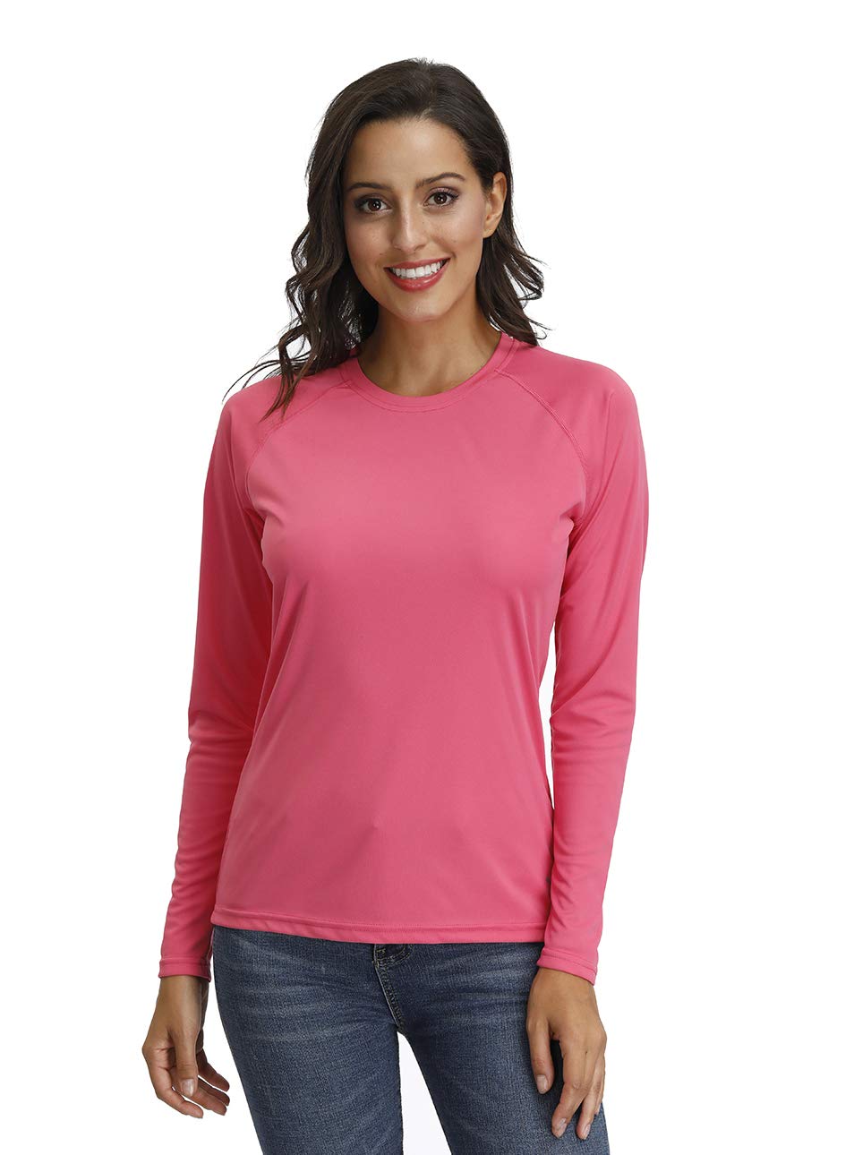 Women's UPF 50+ UV/Sun Protection Long Sleeve T-Shirt(2XL,Pink)