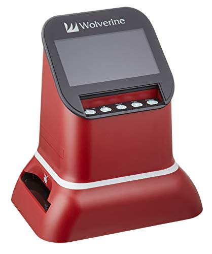 Wolverine F2D Saturn Digital Film & Slide Scanner - Converts 120 Medium Format, 127 Film, Microfiche, 35mm Negatives & Slides to Digital JPEG - Large 4.3" LCD w/HDMI Output (Red)