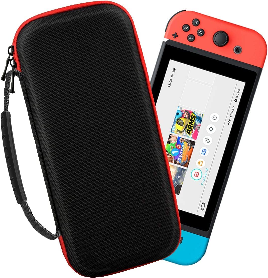 Ztotop Case and Tempered Glass Screen Protector for Nintendo Switch, Portable Travel Carrying Case Slim Protective Hard Shell for Switch Console & Controller Accessories (8 Game Holder), Red