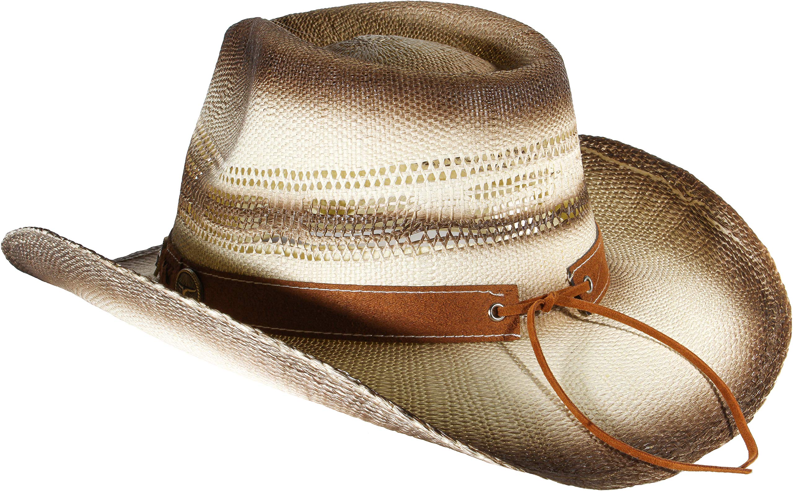 Western Outback Cowboy Hat Men's Women's Style Straw Felt Canvas (Western Bull)
