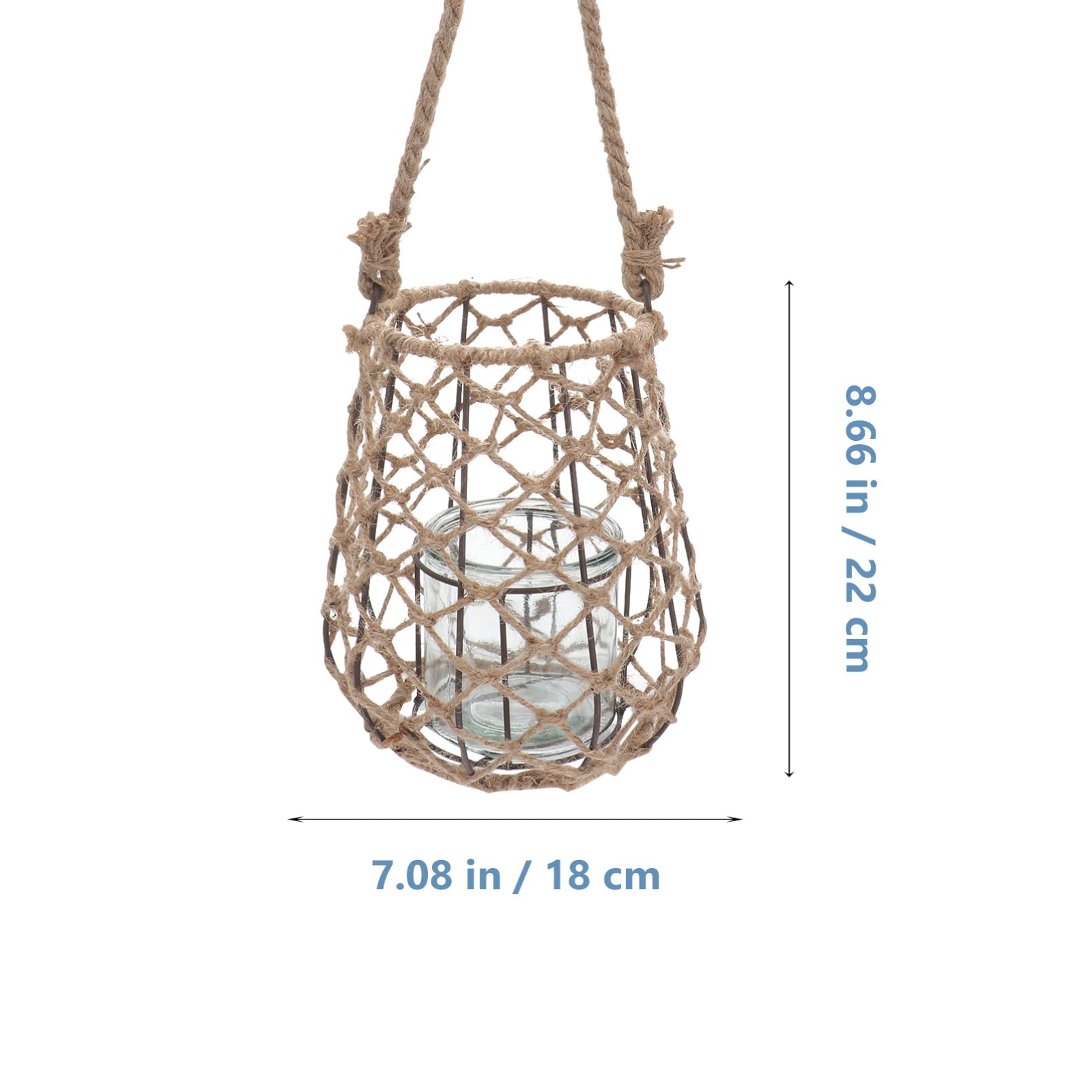 Yardwe 1 Pc Rattan Natural Lantern - Candlestick Durable Woven Rope Decorative Lantern Lampshade Candlestick Night Light for Bar Yard Garden Home (Size S)