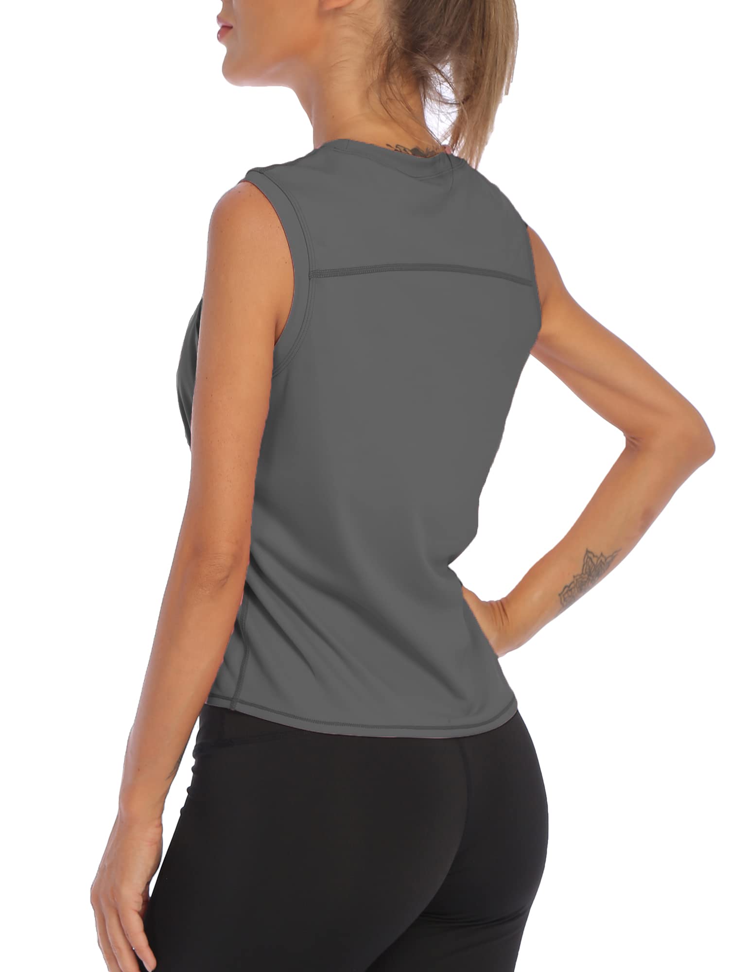 Womans Sleeveless Tops Summer Casual Tank Tops Cool Loose Fit Shirts Crop Tops Dark Grey Small