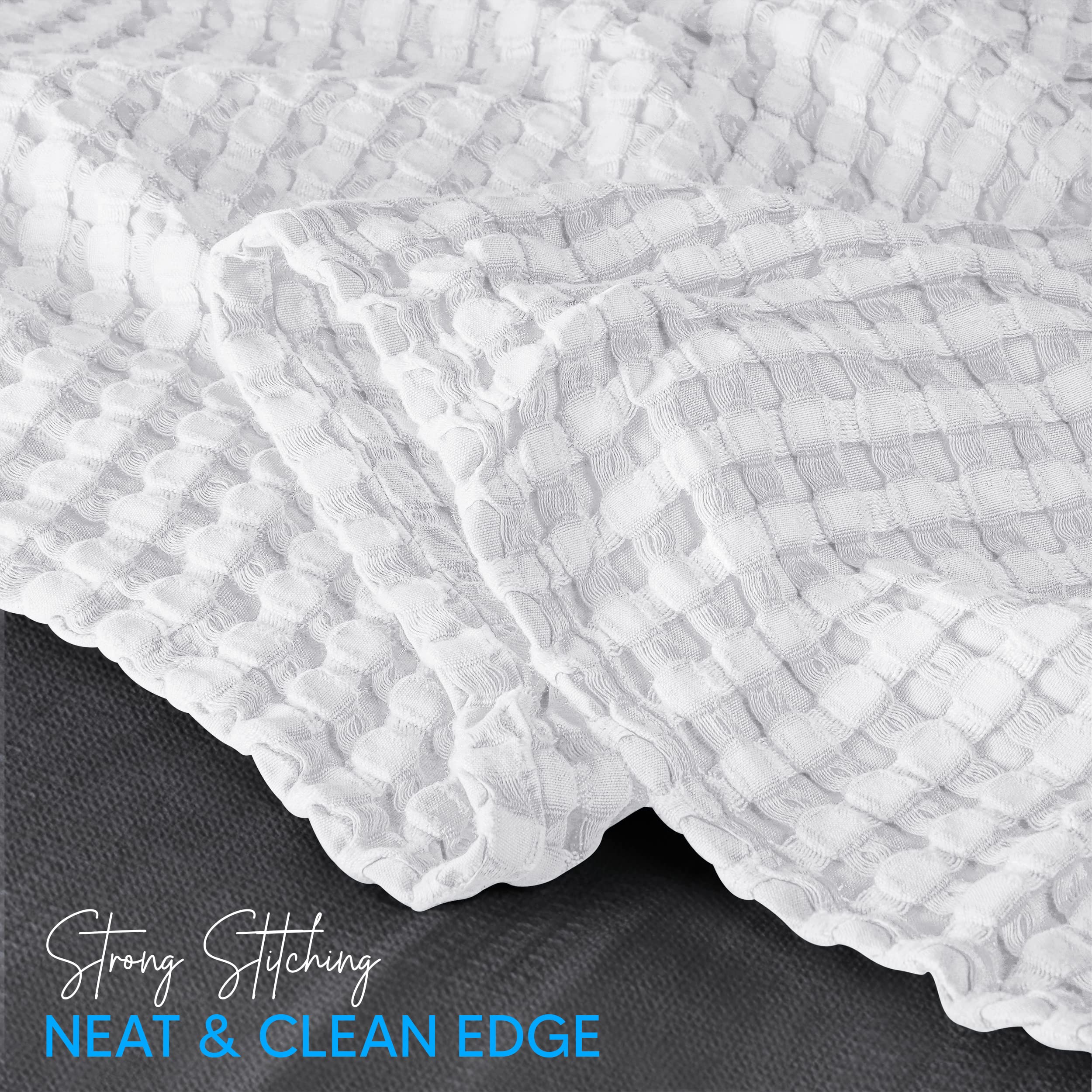 Utopia Bedding Cotton Waffle Blanket 300 GSM (White - 90x72 Inches) Soft Lightweight Breathable Bed Blanket Twin Size Layering Any Bed for All Season