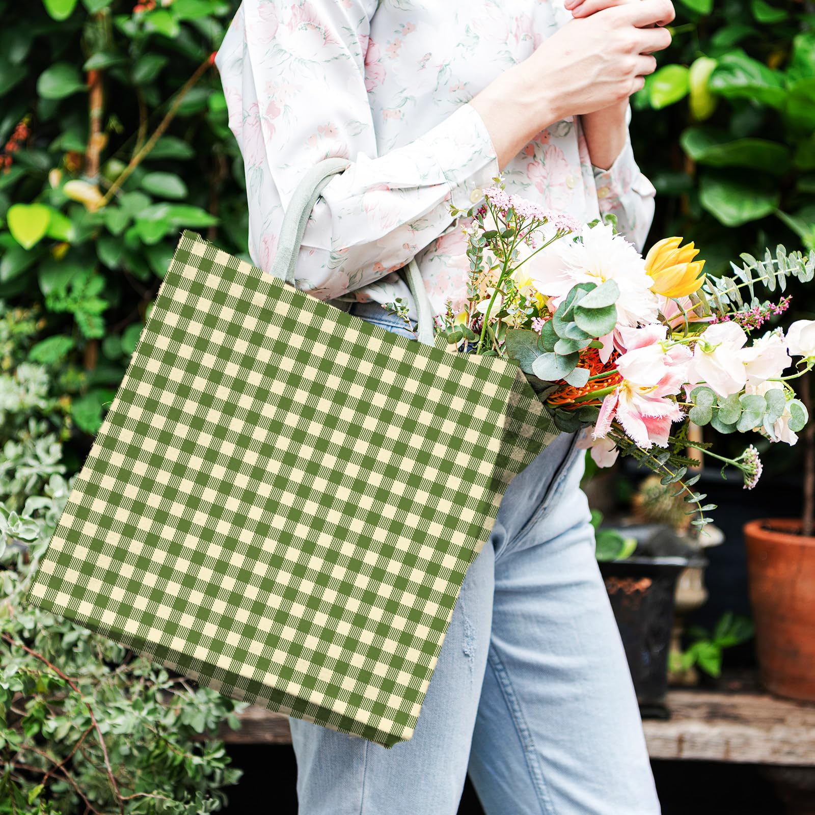 Whaline 10Pcs Fall Cotton Fabric Bundles 18 x 22 Inch Autumn Buffalo Plaid Fat Quarters Checkered Quilting Patchwork Squares Plaid Sewing Fabrics for Harvest Thanksgiving DIY Handmade Craft Decor
