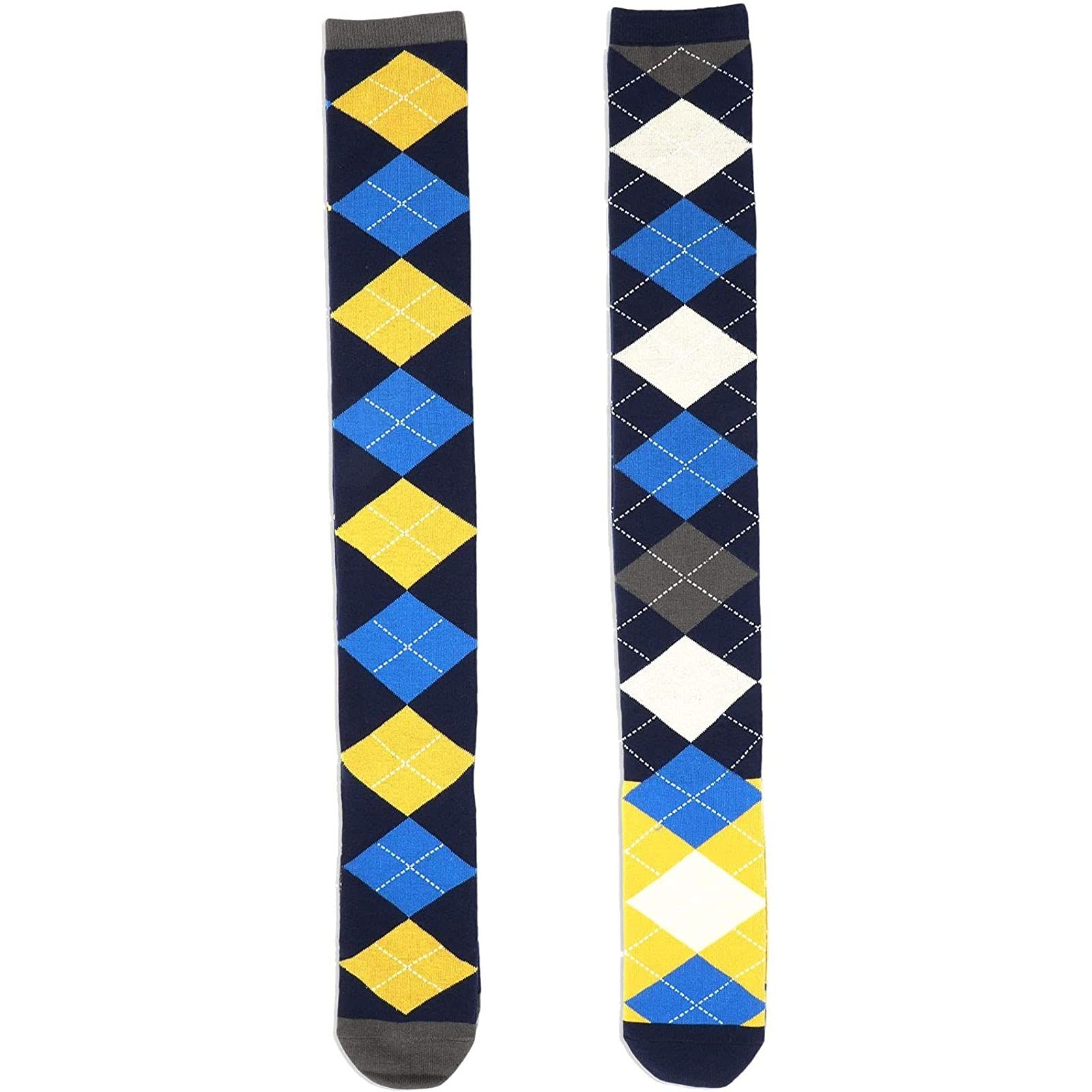 Zodaca Knee High Argyle Golf Socks for Women, 2 Colors (2 Pairs)