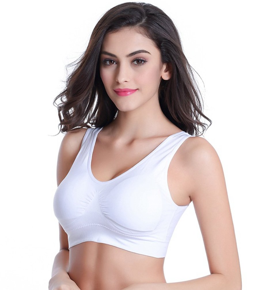 Vermilion Bird Women's 3 Pack Seamless Comfortable Sports Bra with Removable Pads 3XL/Shirt Size 16W,18W Black &White &Nude