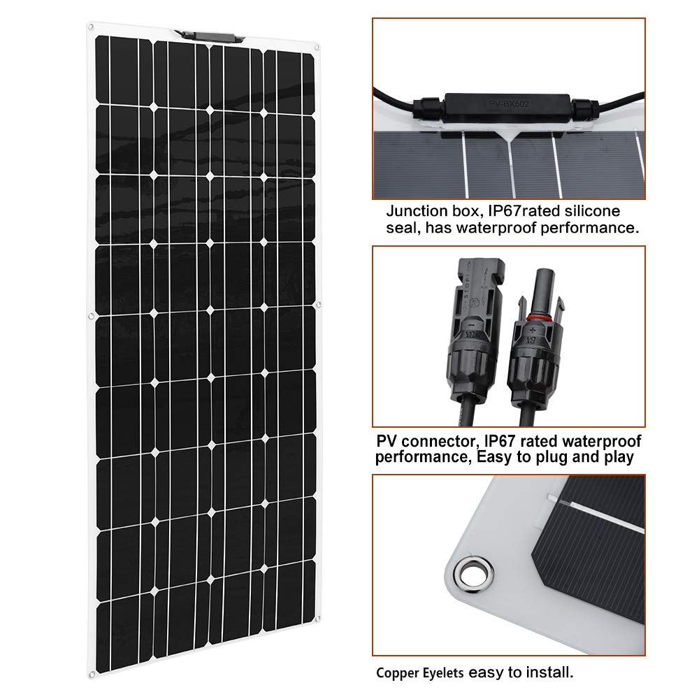YUANFENGPOWER 100W 12V Flexible Solar Panel Monocrystalline Solar Cells for 12v/24v Battery Camper RV Boat Caravan Cabin Tent Car