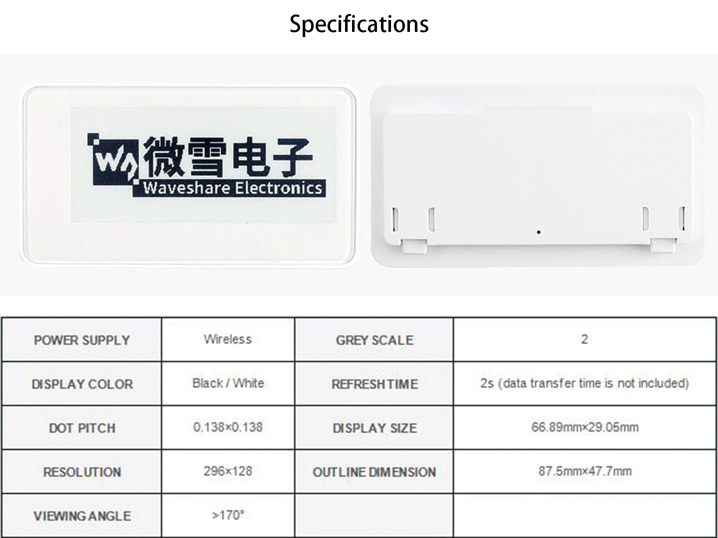 Waveshare 2.9inch Passive NFC-Powered e-Paper No Battery Required No Messy Wiring Novel Passive NFC Tech Wireless Powering & Data Transfer APP Provided 296×128 Pixel,Black& White Color