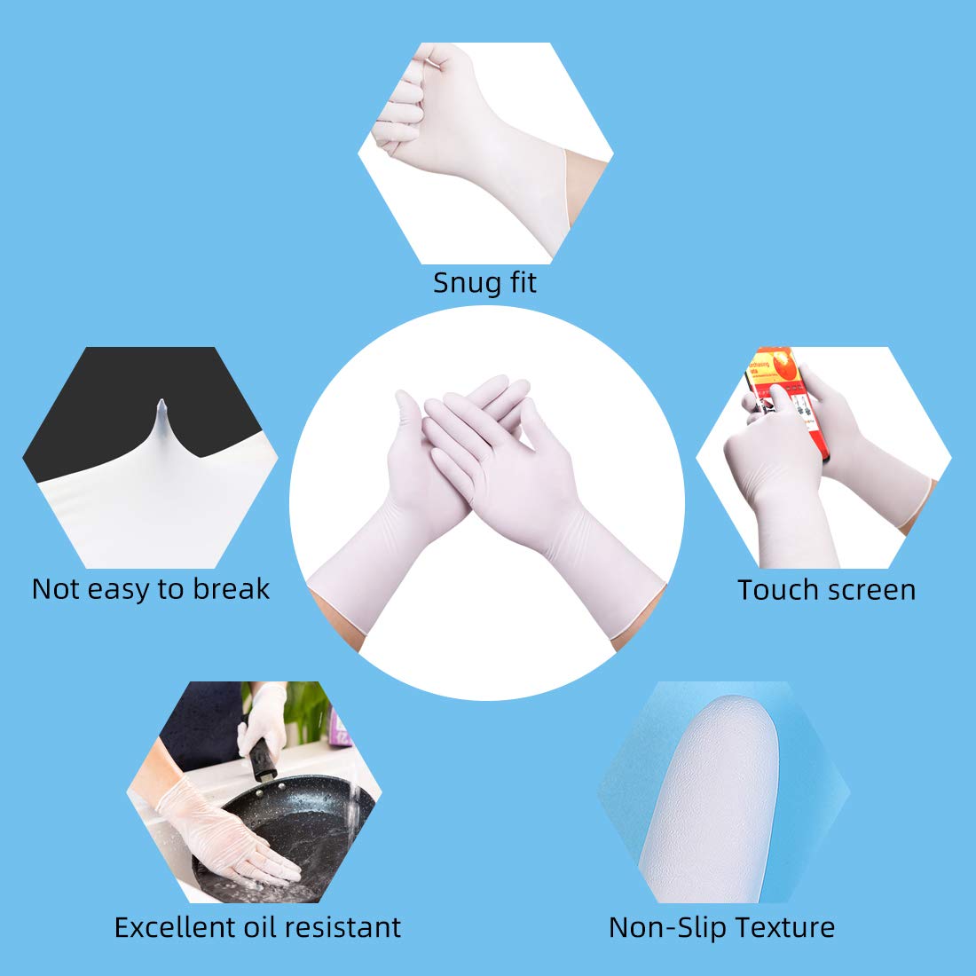 Wostar Nitrile Exam Gloves Large Powder Latex Free 4mil 50 Pcs Long 12 Inches Disposable Nitrile Gloves