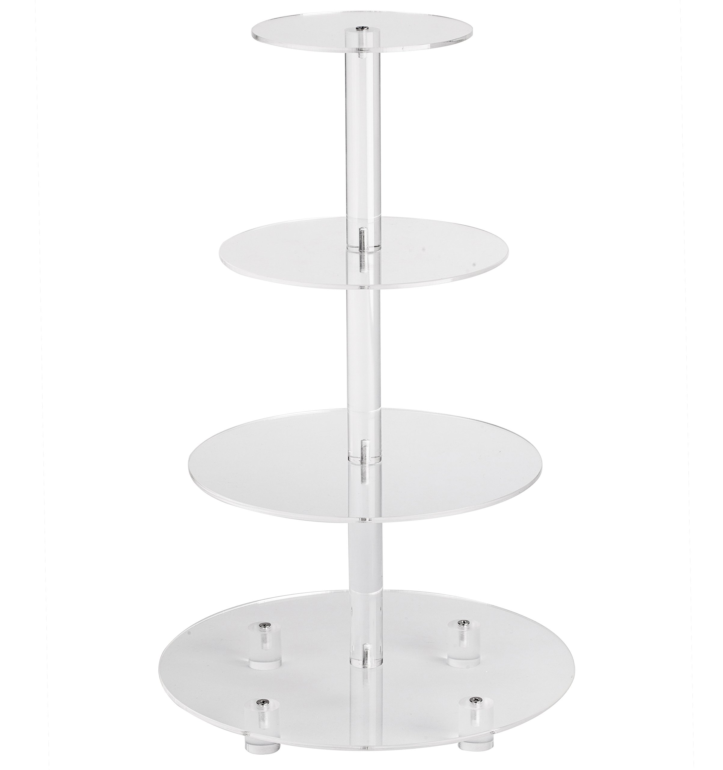 YestBuy 4 Tier Clear Round Wedding Party Acrylic Cupcake Display Tree Tower Stand 1 Unit (20 Inches)