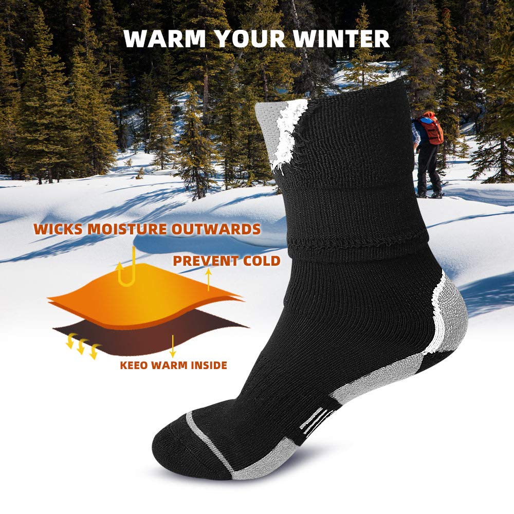 ZEPOHCK [2 Pairs Winter Thicken Sports Ski Socks, Calf Compression Thermal Socks for Men and Women