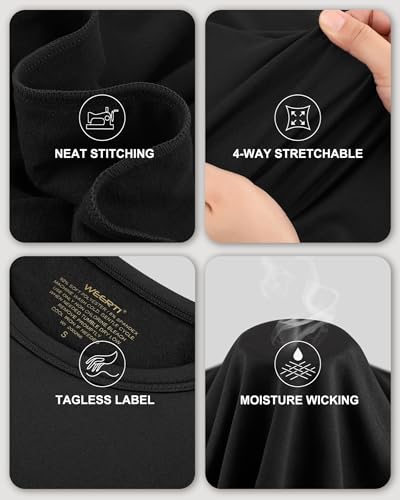 WEERTI Thermal Underwear for Men Long Johns Mens with Fleece Lined, Base Layer Men Cold Weather Top Bottom (Black XL)