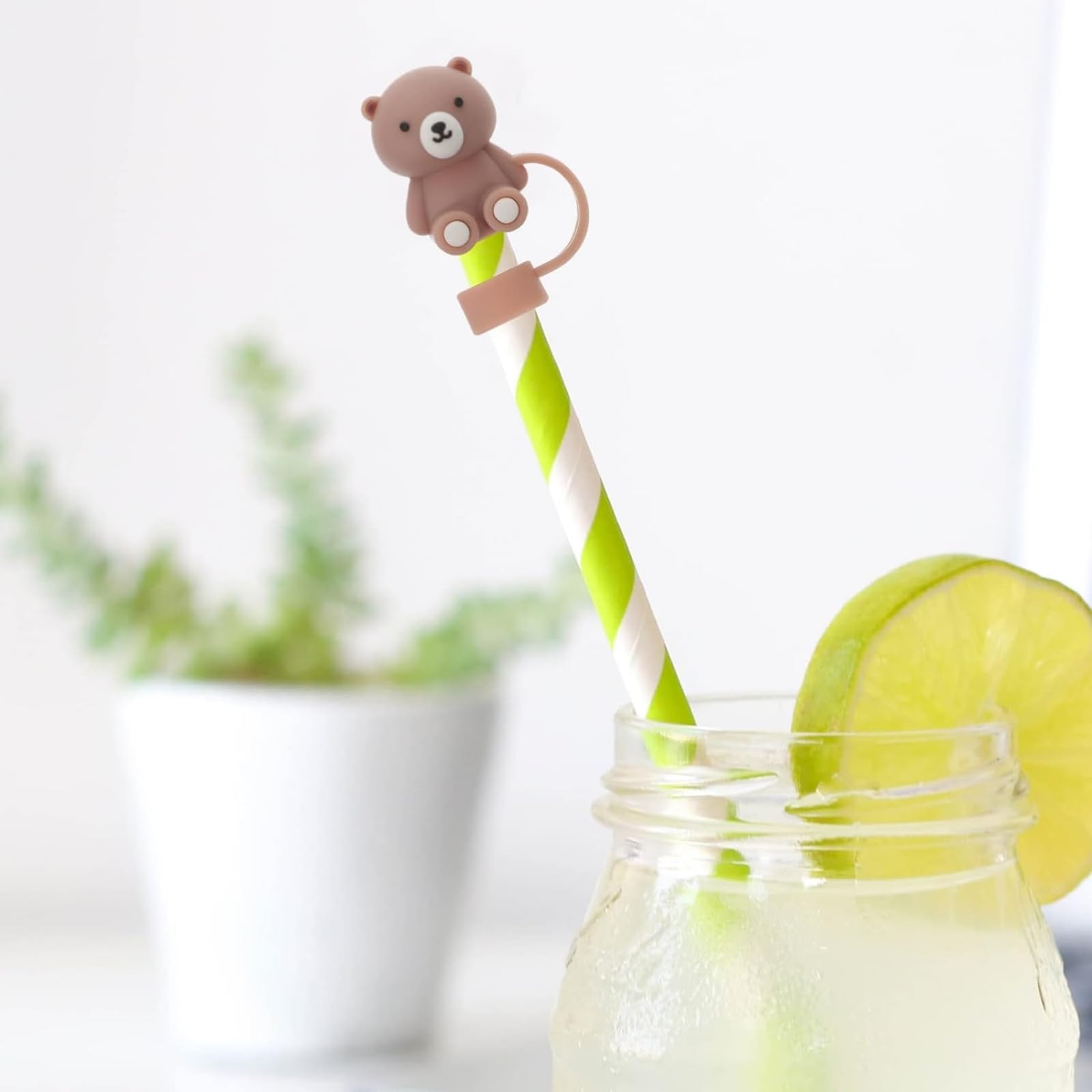 Straw Cover Cap for Stanley Cup,Silicone Bear Straw Toppers Compatible with Stanley Cup 30&40 Oz Tumbler,10mm Dust-Proof Reusable Straw Tips Lids for Stanley Cup Accessories