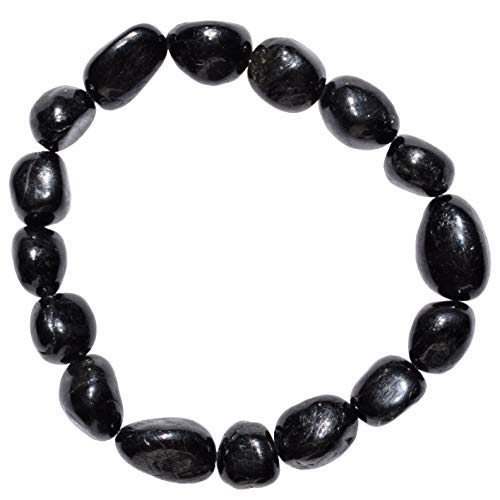 Zenergy Gems CHARGED Natural Black Tourmaline Crystal Stretchy Bracelet + Selenite Crystal Charger Included PSYCHIC PROTECTION