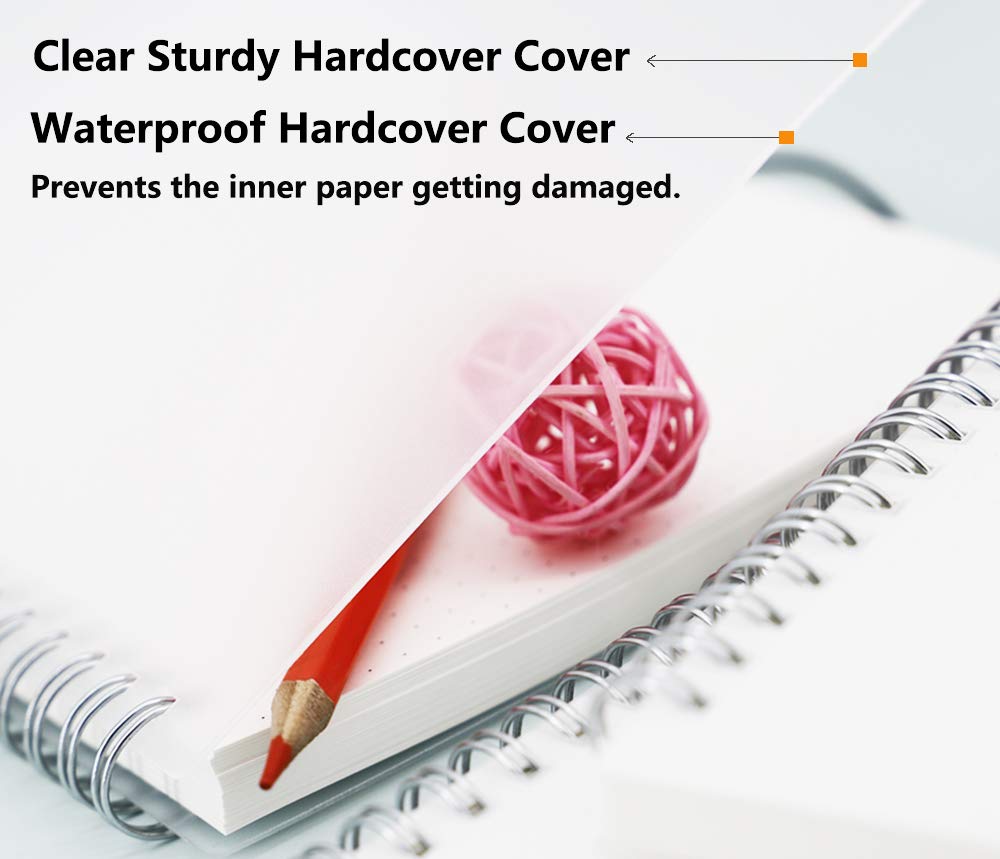 Zegrox 5 Pack Transparent Hardcover Dot Grid Notebook/Bullet journaling,Writing Diary Subject Notebooks,80 Sheets (160Pages)-8.35x 5.75inch,A5 Size.