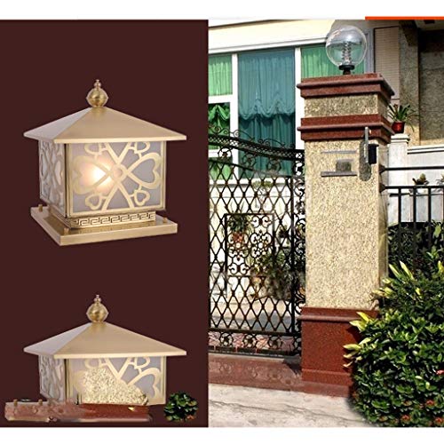 ZPZDD European Outdoor Waterproof Column Headlight, LED Garden Light, All Copper Home Garden Villa Garden Light