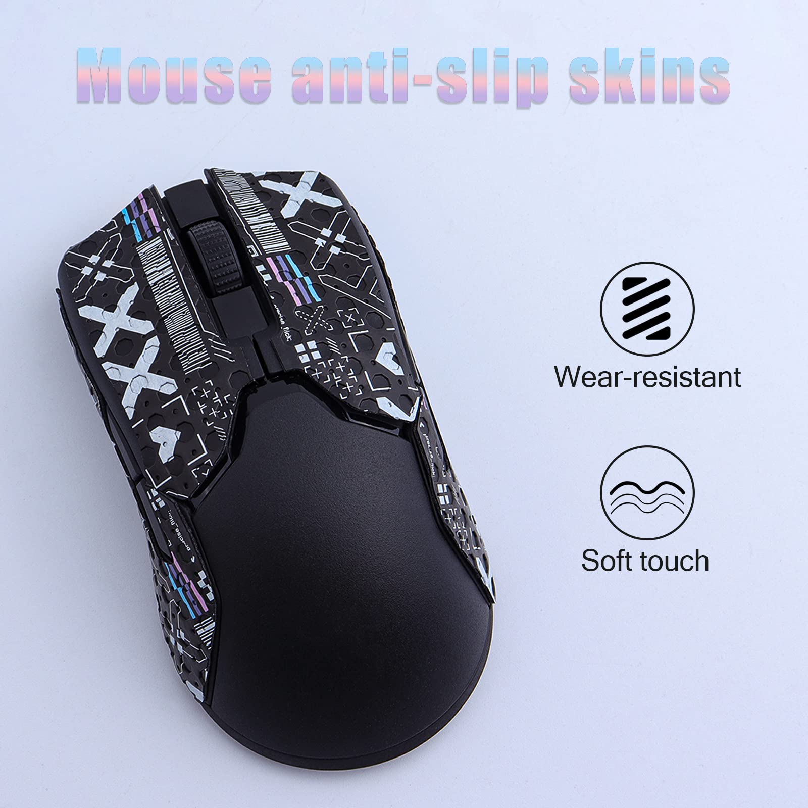 Wunzkii Mouse Grip Tape for Razer Viper/Viper Ultimate, Mouse Side Anti-Slip Stickers Gaming Mouse Skin Pre-Cut, Sweat Resistant, Easy to Apply, Self-Adhesive Design, Professional Mice Upgrade Kit