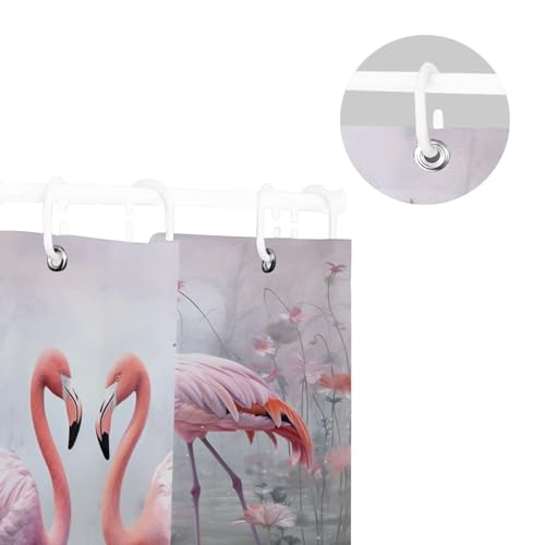 xigua Pink Flamingos Shower Curtain - 72x72 Inch Waterproof Fabric Shower Curtains with 12 Hooks - Modern Home Bathroom Hotel Spa Decorations