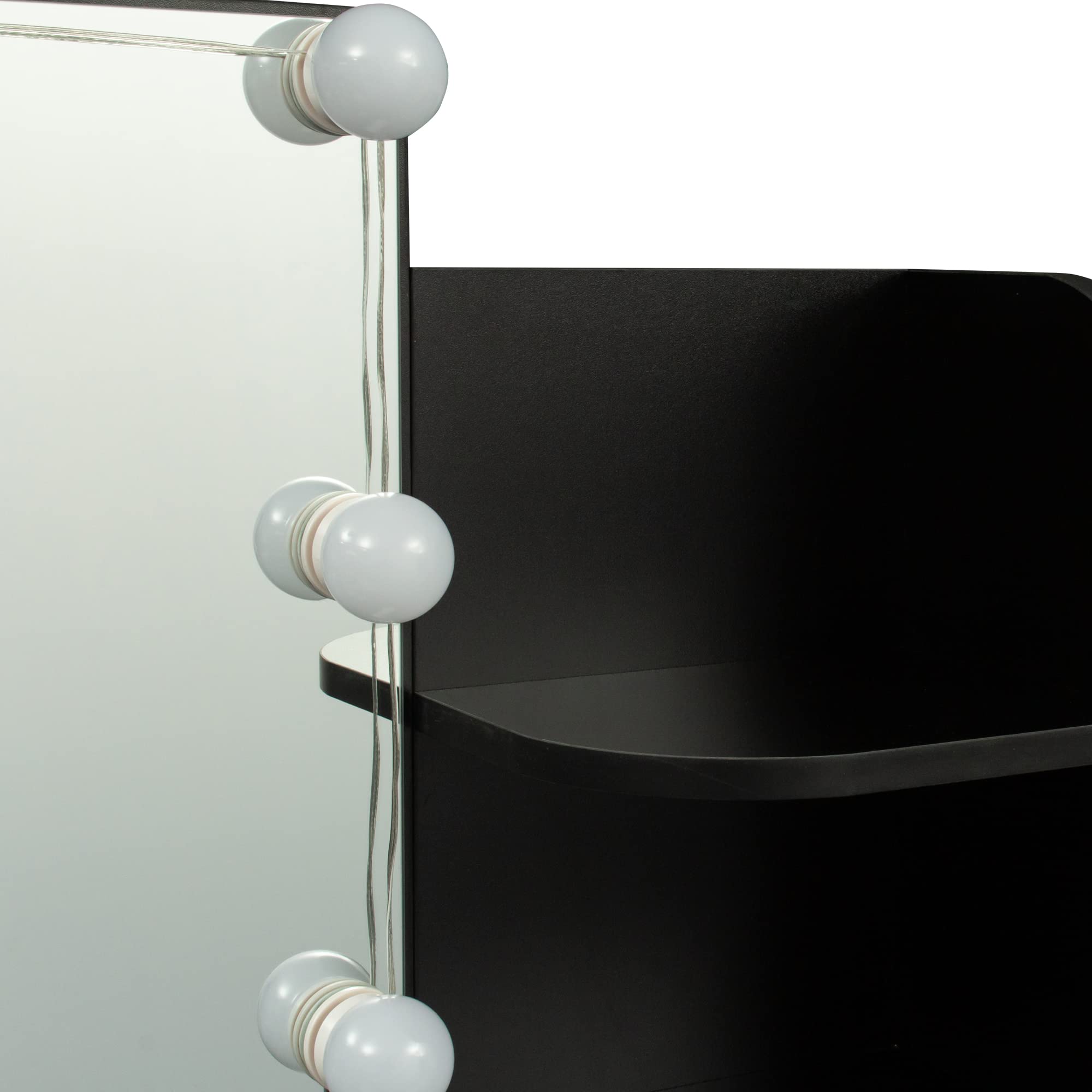 Tiophome Makeup Vanity Desk with LED Mirror & 10 Lights, Large Storage with 2 Drawer & 6 Open Shelves, Adjustable Brightness, Bedroom Dresser Dressing Table, Black