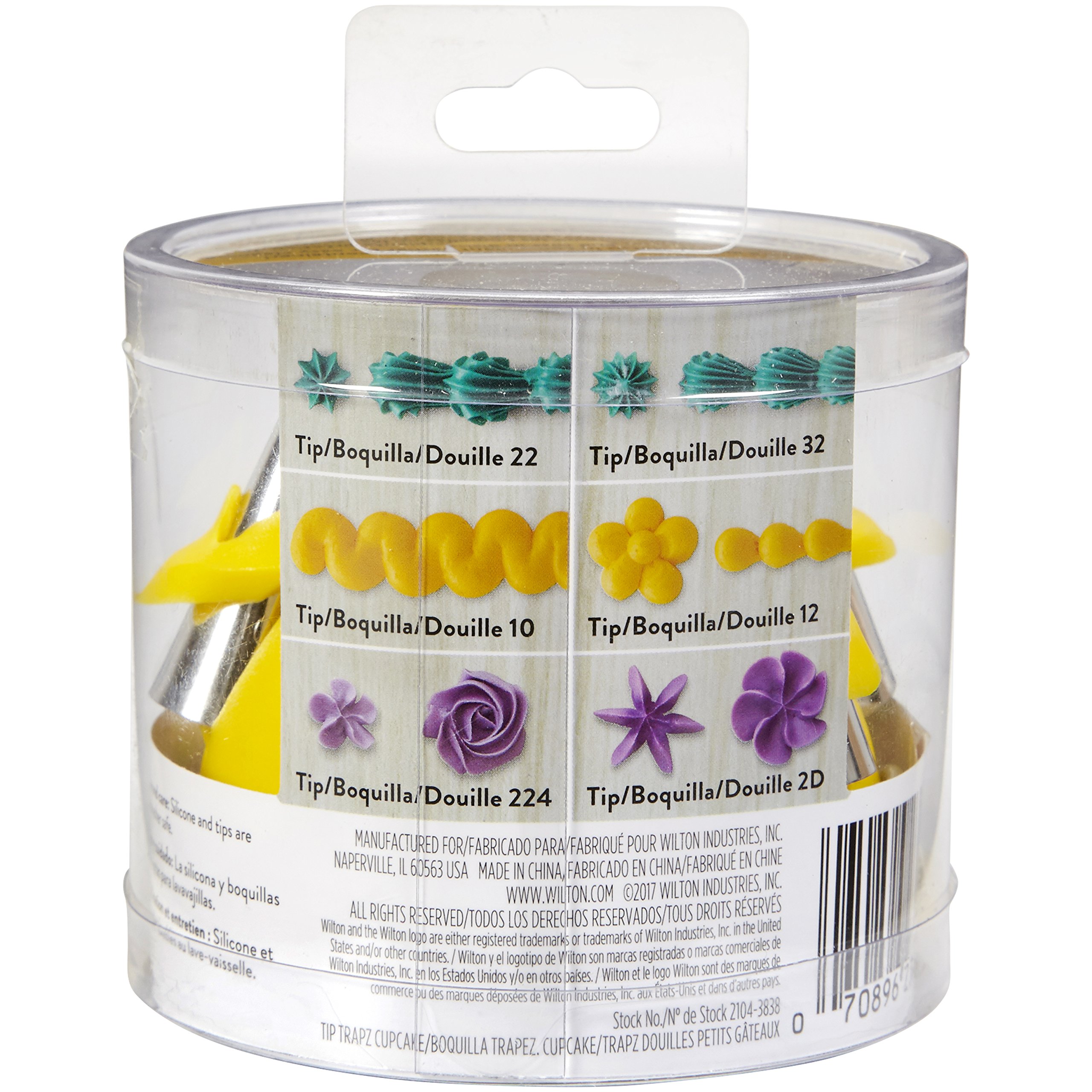 Wilton Cupcake Piping Tip Set with Silicone Stand, Yellow, 7 Pieces