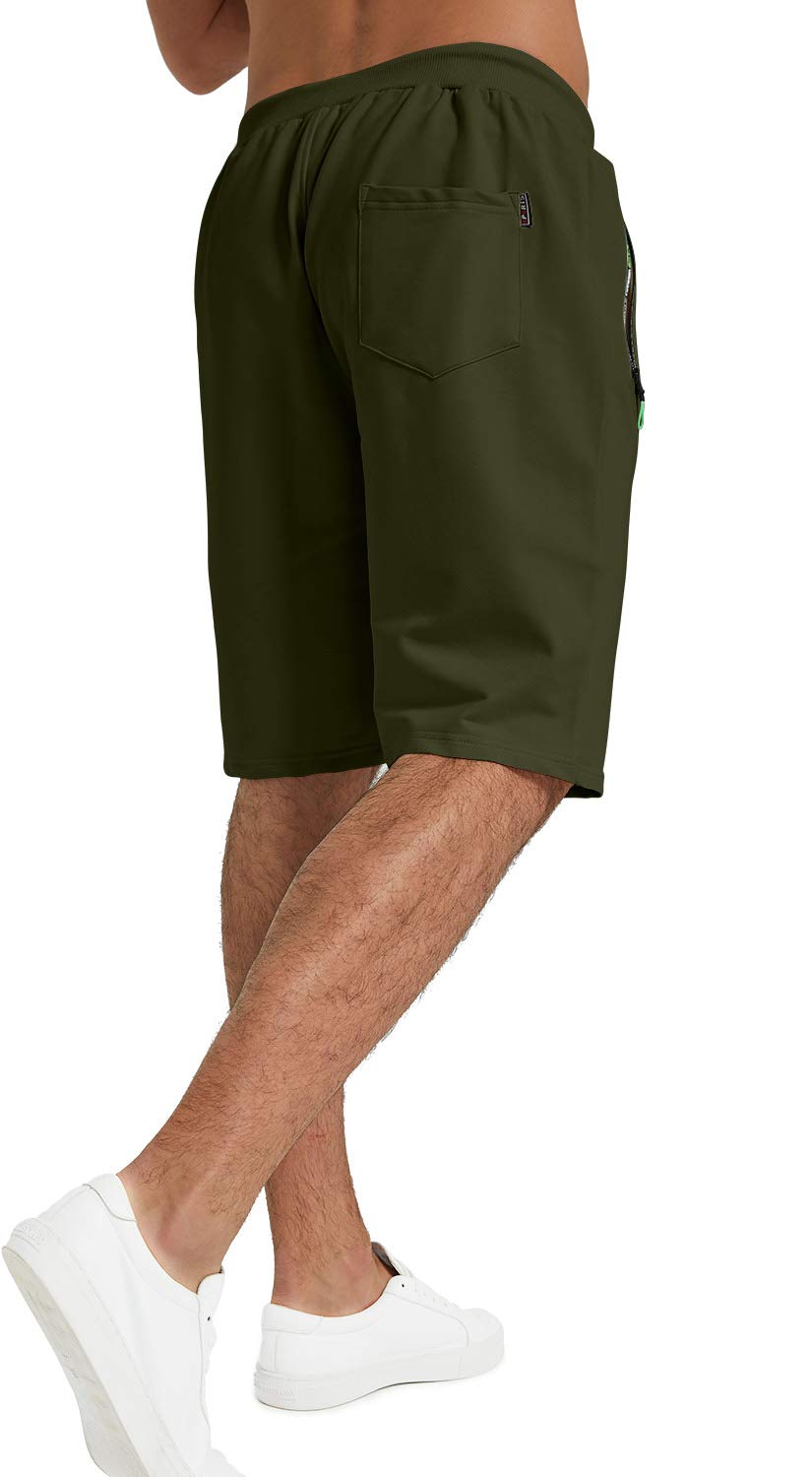 YTD Men's Shorts Casual Classic Fit Drawstring Summer Beach Shorts with Elastic Waist and Pockets 3XL Army Green