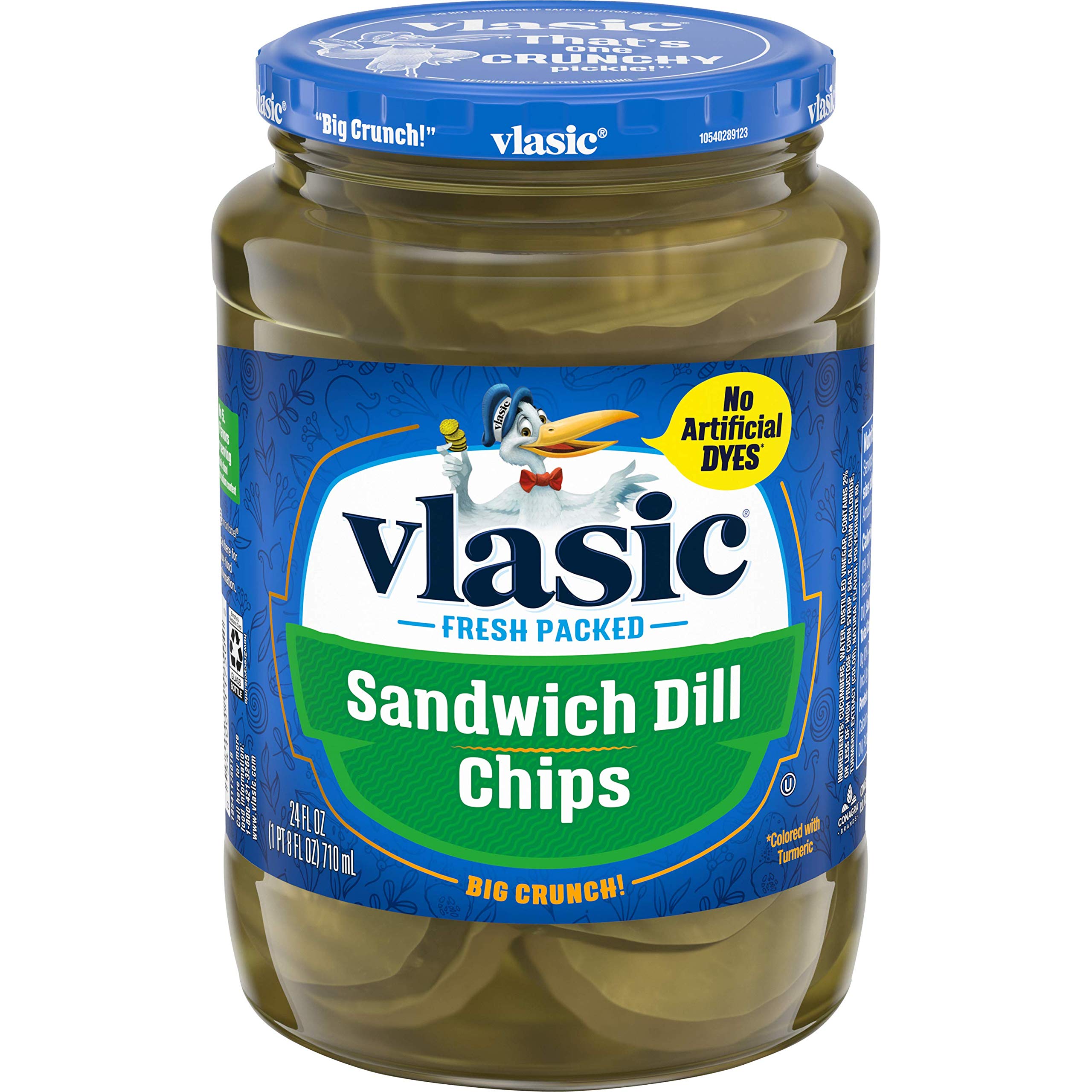 Vlasic Sandwich Dill Pickle Chips, Keto Friendly, 24 FL OZ