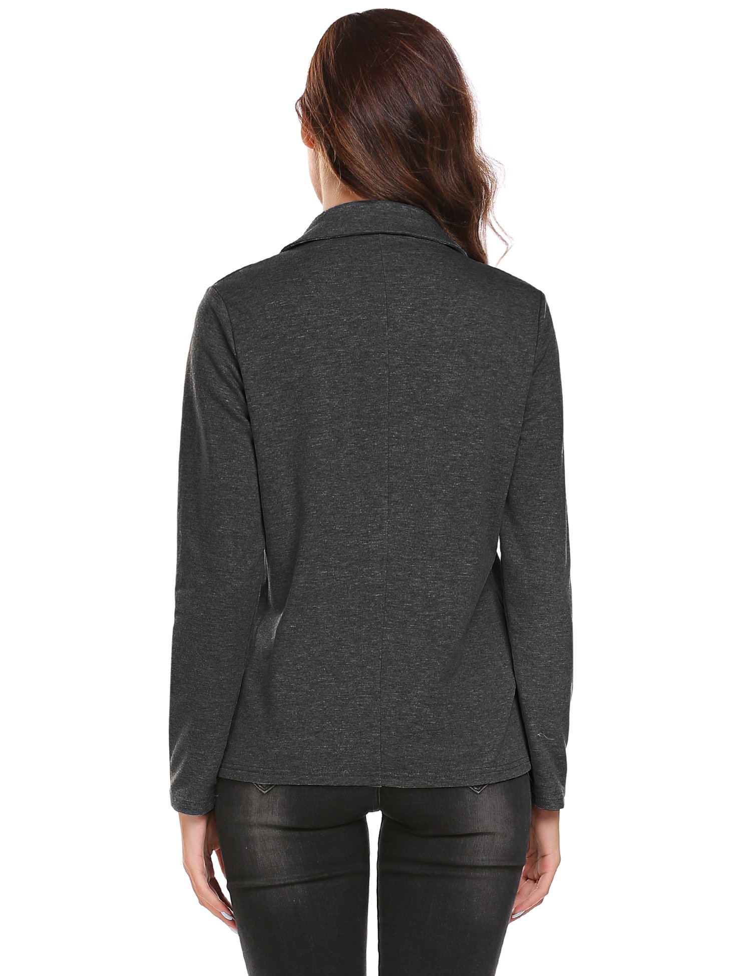 Zeagoo Blazer for Women Ladies Long Sleeves Jersey Cardigans Plus Size Cotton Jacket (Grey, M)