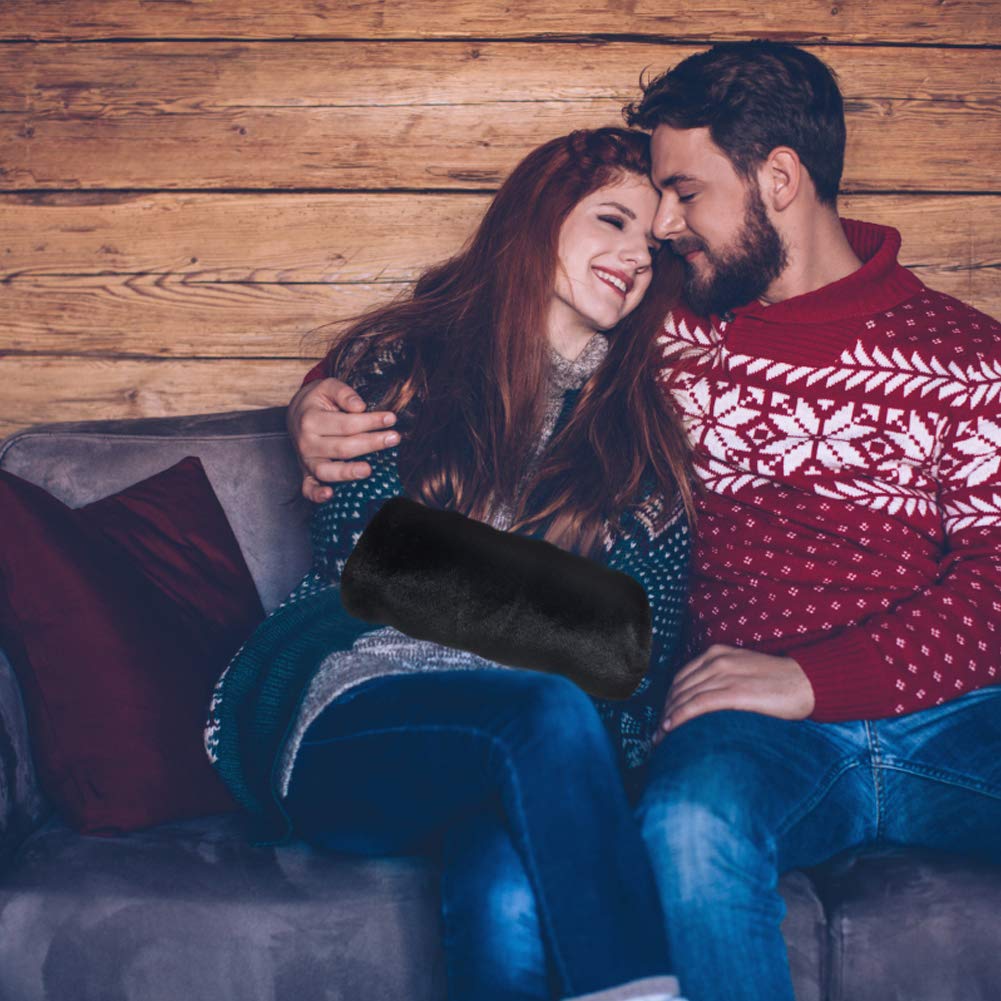 Wed2BB Faux Fur Hand Muffs Women Warm Faux Fur Muffs Black