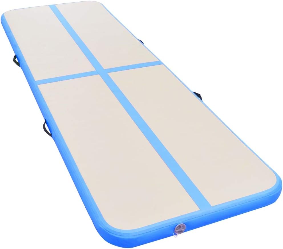 vidaXL Inflatable Gymnastics Mat with Pump 236.2"x39.3"x3.9" PVC Blue