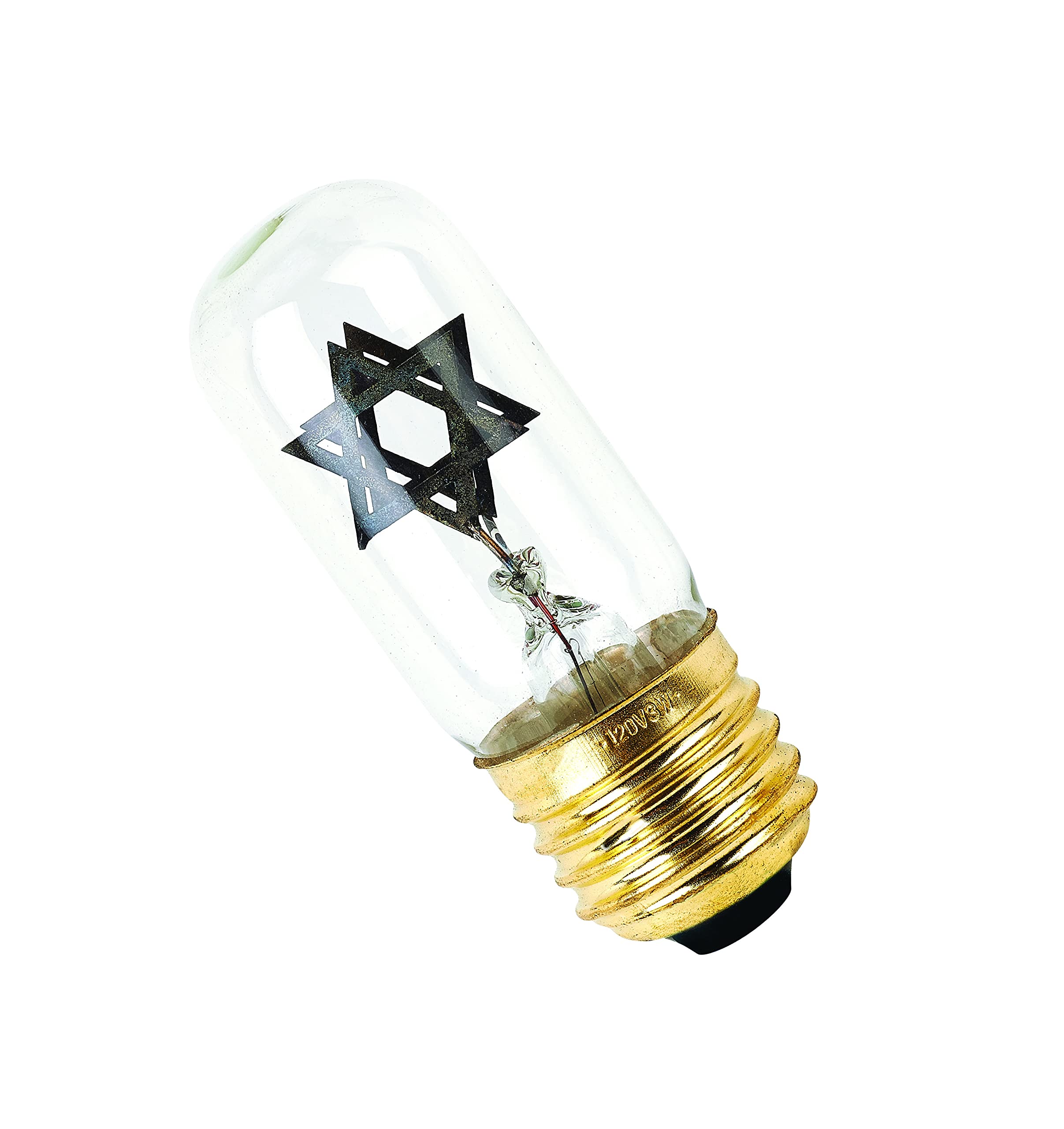 Zion Judaica Jewish Memorial Lamp with Star of David Bulb Yizkor or Yahrtzeit Electric Powered (Silver)