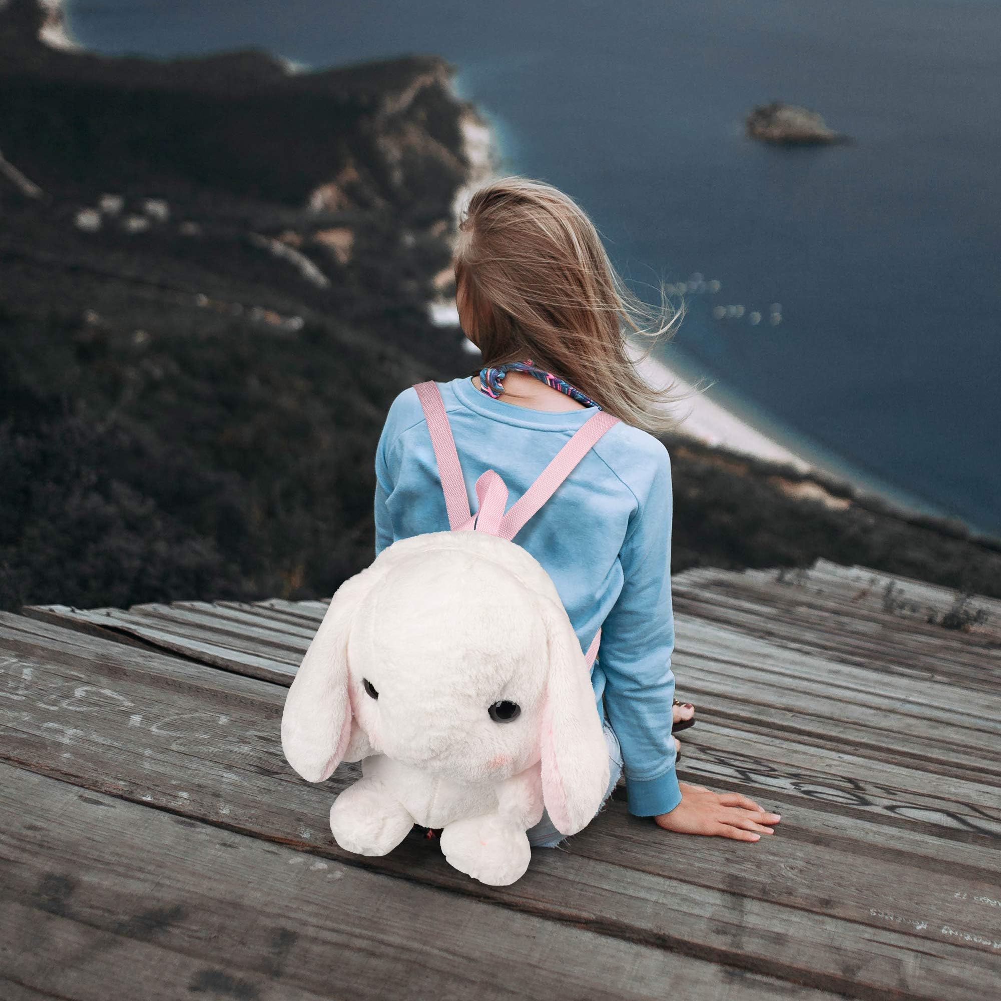 XMiniLife Bunny Large Backpack Plush Stuffed Lop Rabbit Backpack,Best Gift 22Inches (White)