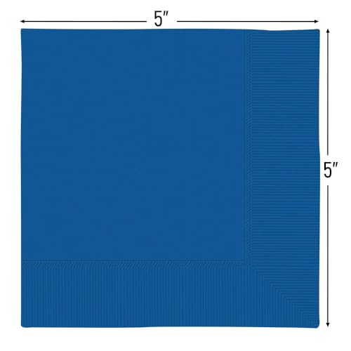 Vibrant Bright Royal Blue 2-Ply Beverage Napkins - 5" x 5" (Pack of 40) - Mid-Count Party Essential - Perfect for Every Event